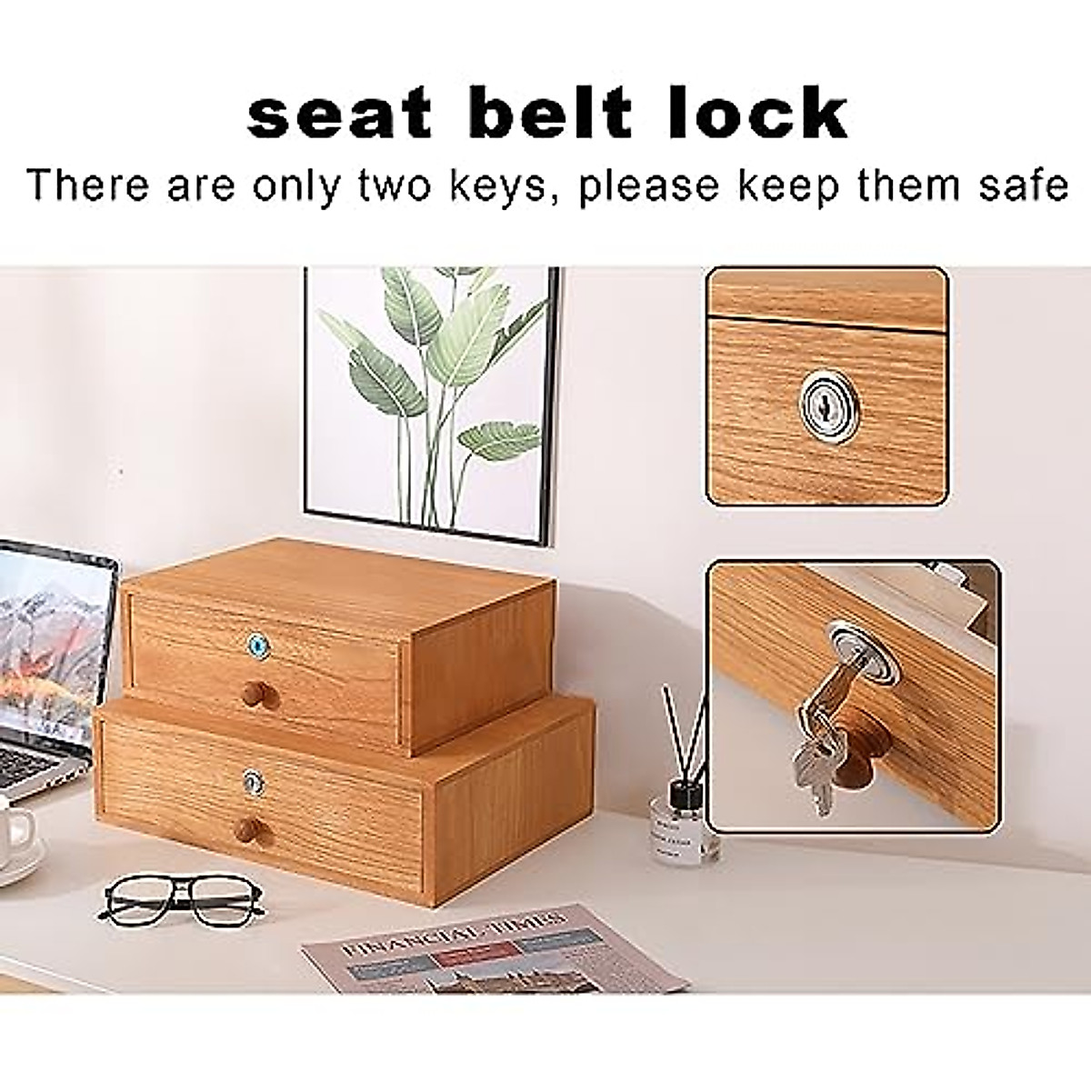 OOCCO Desktop Drawer Cabinet,Flat File Cabinet Storage,Office Supplies A4/Receipt File Organizer,Desktop Storage Box with Lockable Drawers,1/2/2 Tier with Lock (Size : 40 * 30 * 36CM/16 * 12 * 14IN)