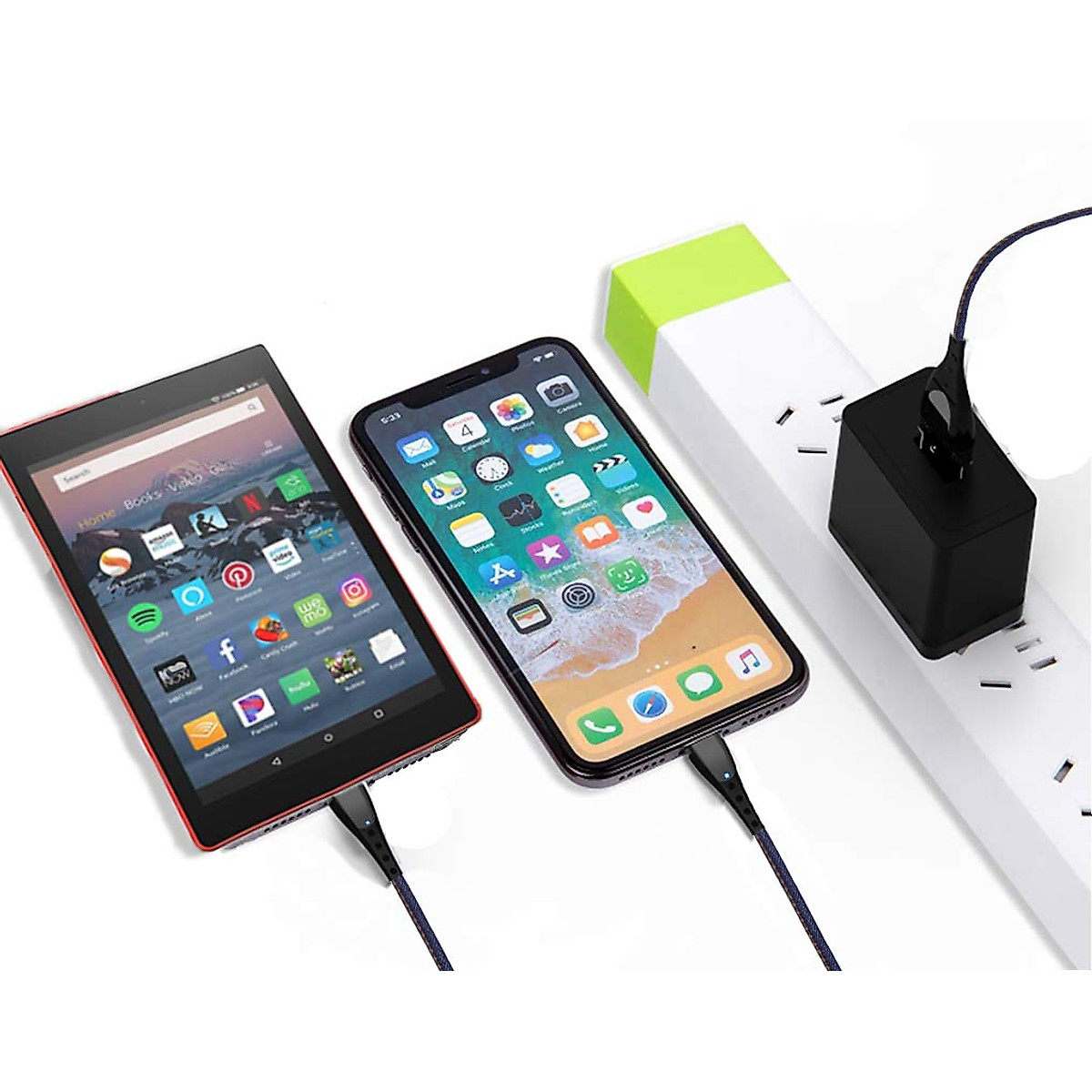 2Pack 10ft PS4 Controller Charger Cable Extra Long Durable Nylon Braided Micro USB Fast Charging Cord for Playstation 4,Xbox One S/X Controller,Samsung Galaxy S7 S6, Note 5 4 More, with LED Light