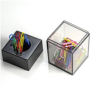 Officemate Small Clip Dispenser with Magnetic Top, Clear/Black (93687)