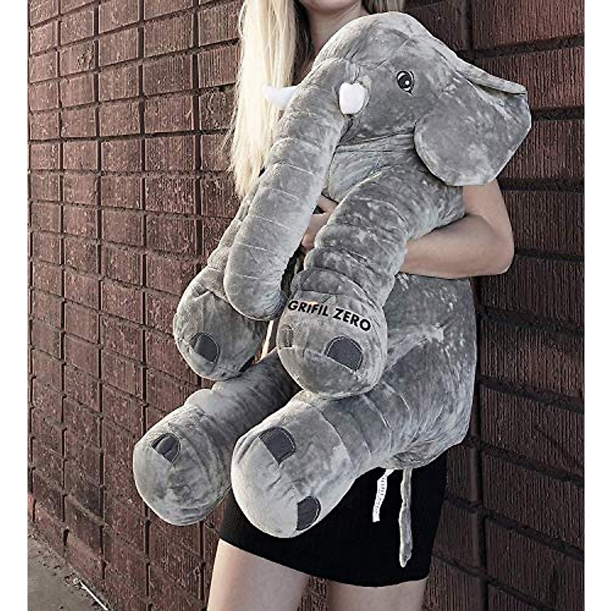 GRIFIL ZERO Big Elephant Stuffed Animal Plush Toy 25 Inches Cute XXL Size Grey Elephant Toy (Grayy)