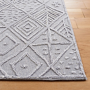 SAFAVIEH Textural Collection Area Rug - 8' x 10', Grey, Handmade Wool, Ideal for High Traffic Areas in Living Room, Bedroom (TXT202F)