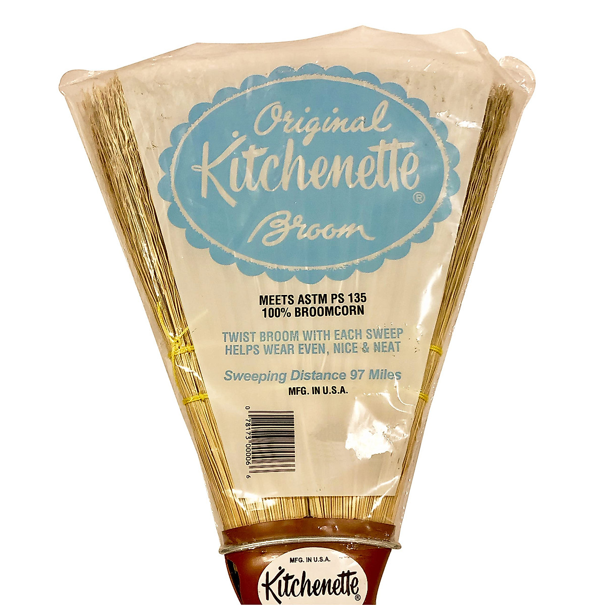 The Original Kitchenette Broom - 1 Lightweight Broom Handmade in The USA wiith Authentic Broomcorn