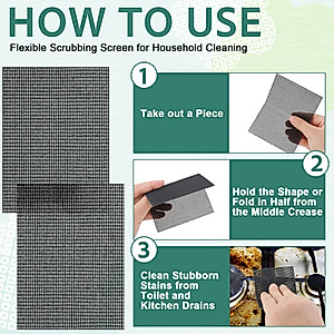 Skyley Flexible Scrubbing Screen Cleaning Mesh for Household 5.5 x 4 Inch Cleaner Toilet Hard Water Ring Remover Scouring Pad Abrasive Grit Cleaning Screen for Remove Carbon, Rust and Scale(12 Pack)