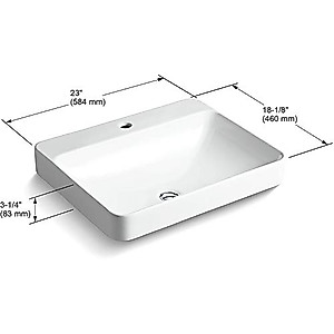 Kohler 2660-1-0 Vox Vessel Bathroom Sink with Single Faucet Hole, One Size, White