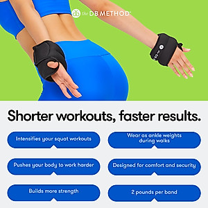 The DB Method Dreamlets, Wrist and Ankle Weights, Home Gym Workout Equipment, Intensify Workouts, Fitness, For Yoga, Pilates, Walking, Adjustable Non Slip Design, Wearable 2 lbs Weight Set of 2