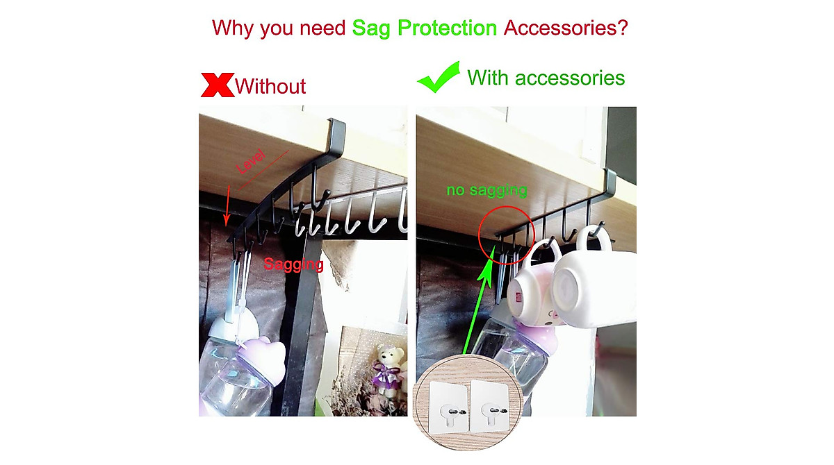 EigPluy Under Cabinet Mug Holder - Drilling Free Storage