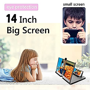 14 Inch Phone Screen Magnifier, Foldable HD Screen Magnifier Stand for Cell Phone, Screen Amplifier Fit for All Smartphone Black