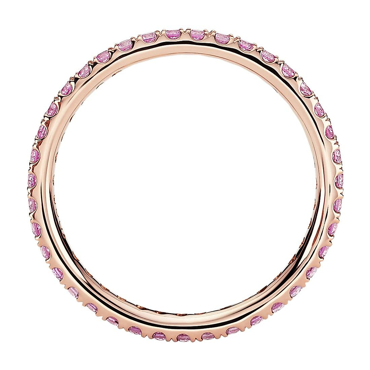 Jewelrygift Created-Pink Sapphire Gtone Band Ring Rose Gold Plated Beautiful Design Luxury gift perfect wedding or for Men and women US Ring Size: 6