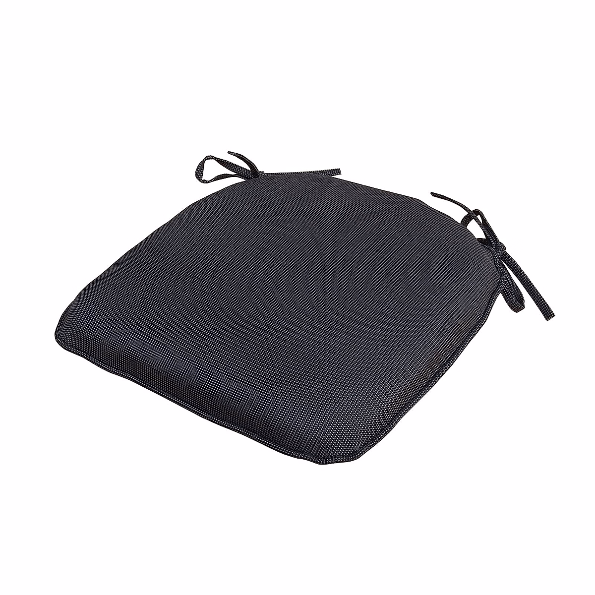 COZPLEN Outdoor Non Slip Chair Pad, Bistro U-Shaped Dining Chair Seat Cushions with Ties, 14x14 inch, Set of 2, (Black)