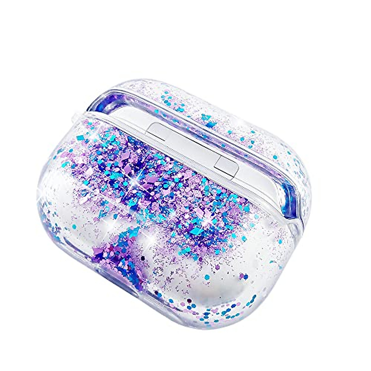 uCOLOR Compatible with AirPods 3 Case 2021 Purple Blue Glitter Flowing Waterfall Quicksand Designed 360° Full Protective Shockproof Portable Cover