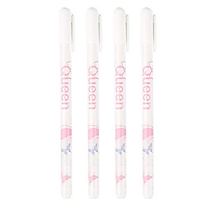 4Pcs/Set Gel Pen 0.8mm White Ink Gel Pens Fine Rollerball Tip Markers with Lid for Adult Coloring Painting or Gift Card Photo Album Writing Supplies (Red or Blue)