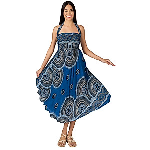 Joob Joob Long Boho Skirts for Women - Bohemian Hippie Maxi Summer Skirt Blue