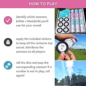 TUR Party Supplies Gender Reveal Roulette Game Kit (Blue, Pink & White) Fool Proof Confetti & Powder Cannons | 100% Biodegradable | 12 inch | Party Poppers for Boy or Girl Baby Shower Decorations
