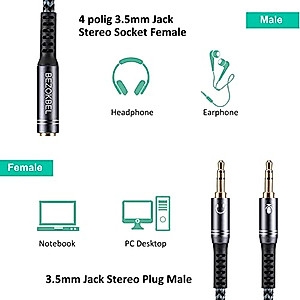 Headphone Splitter for Computer, Bezokable Headset Splitter Adapter for PC, Headphone Splitter 3.5mm Female to 2 Male Nylon Braided Audio Splitter for PC, Laptop, Desktop, Gaming Headset - Red