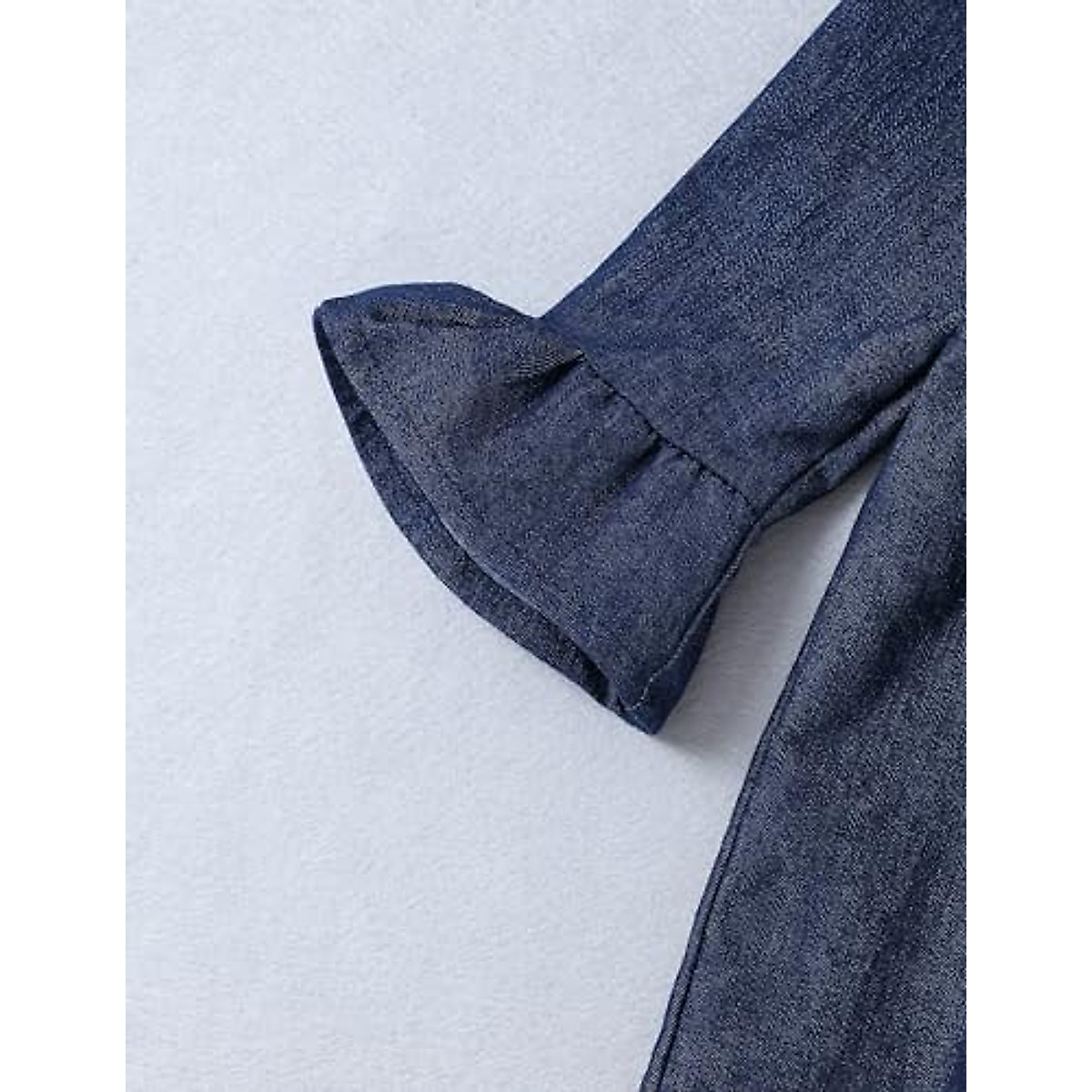 itkidboy Toddler Baby Girl Clothes Long Sleeve Dress Ruffle Denim Skirt Lace Hem Princess Party Dress Outfits Set 2-3T Blue