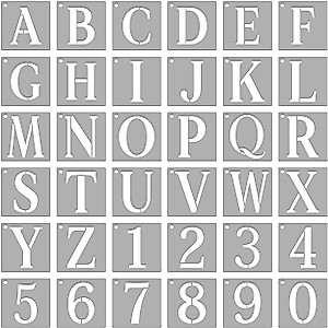 36 Pcs Letter Stencils 3 Inches Alphabet Letter Templates Reusable Letter and Number Stencils Art Craft Stencils for Painting Letters Numbers on Wall Glass Wood Chalkboard Door Fence Floor Fabric DIY