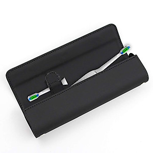 Mollensiuer 1 Piece Black PU Leather Electric Toothbrush Hard Travel Case