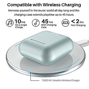 TOZO T6 True Wireless Earbuds Bluetooth 5.3 Headphones Touch Control with Wireless Charging Case IPX8 Waterproof Stereo Earphones in-Ear Built-in Mic Headset Premium Deep Bass Blue (2022 Upgraded)