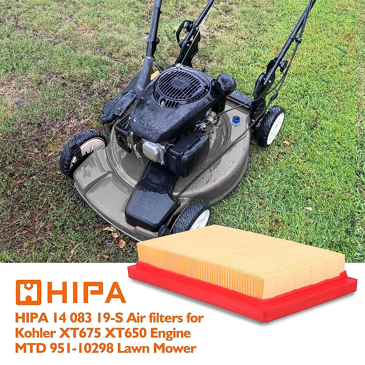 Hipa 951-10298 XT675 Air Filter for Cub Cadet ST100 ST 100 SC100 173CC Replace Kohler 149CC 14 083 19-S 14 083 01-S Courage XT7 XT6 Engines with 951-10358A Fuel Filter