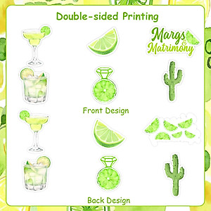 JOYMEMO 24 Pcs Margs & Matrimony Bachelorette Cupcake Toppers - Green Margarita Bridal Shower Decorations, Margaritas and Matrimony Bridal Shower Cake Decor for Mexican Fiesta Wedding Party