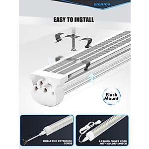 ELEKICO 6 Pack 50w 4ft Led Shop Light, Super Bright 7500lm 5000k V Shape 4' Led Shop Lights, Linkable 4 Foot Led Shop Lights for Garage Warehouse, Supermarket, Basement, Barn, Storage Area