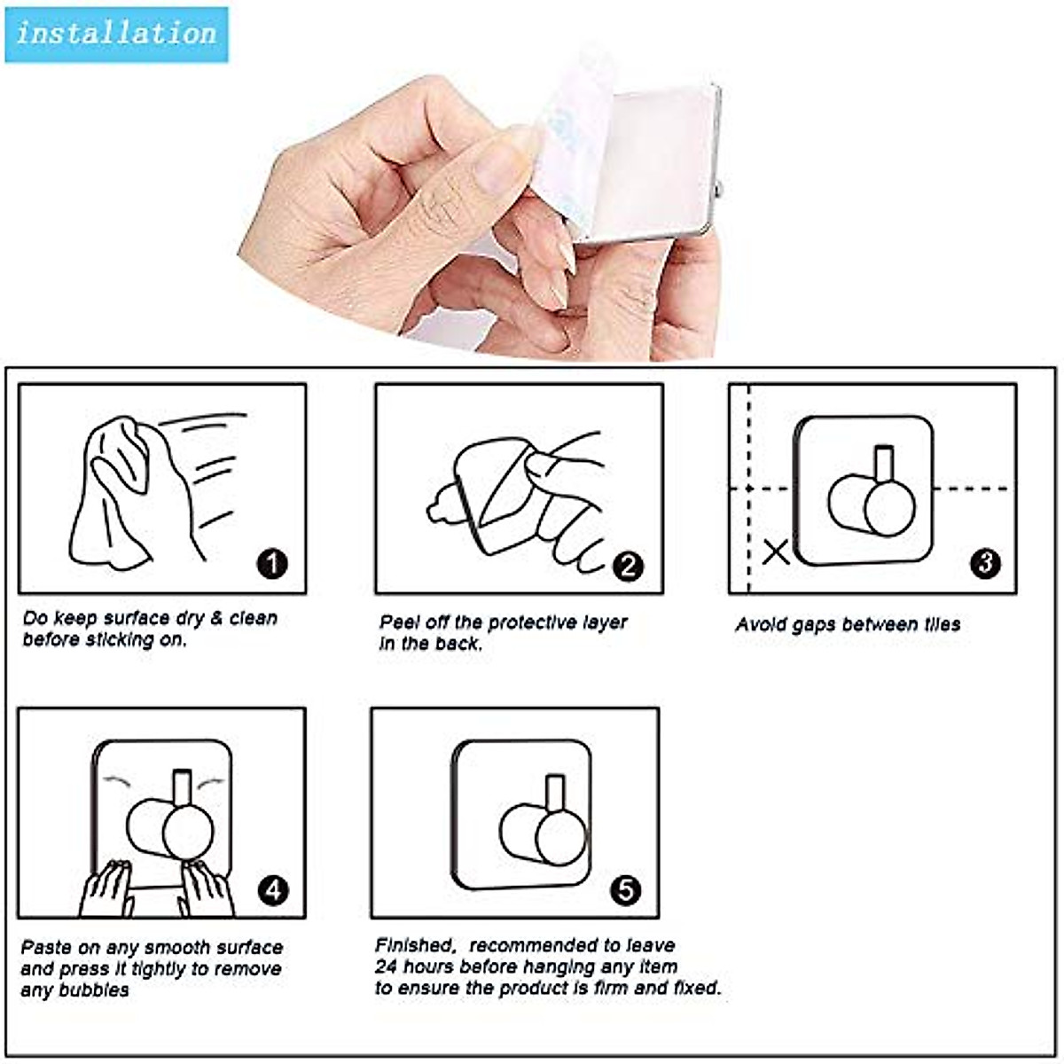 OUKALU Self-adhesive Towel Hooks Wall Hooks Hangers Anti-Skid Heavy-duty Waterproof Stainless Steel Hook for Hanging Kitchen Robe Bathroom Towel Home Stick on Wall (4 Packs)