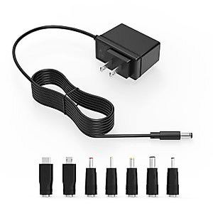 DC 5V 2A Power Cord Supply 10W AC/DC Charger Fit for Bluetooth Speaker, Baby Monitor, Graco Swing, Tablet, Camera and More DC 5v Devices Adapter Multi Tips Switching 5 Volt 2 Amp DC/5V Replacement