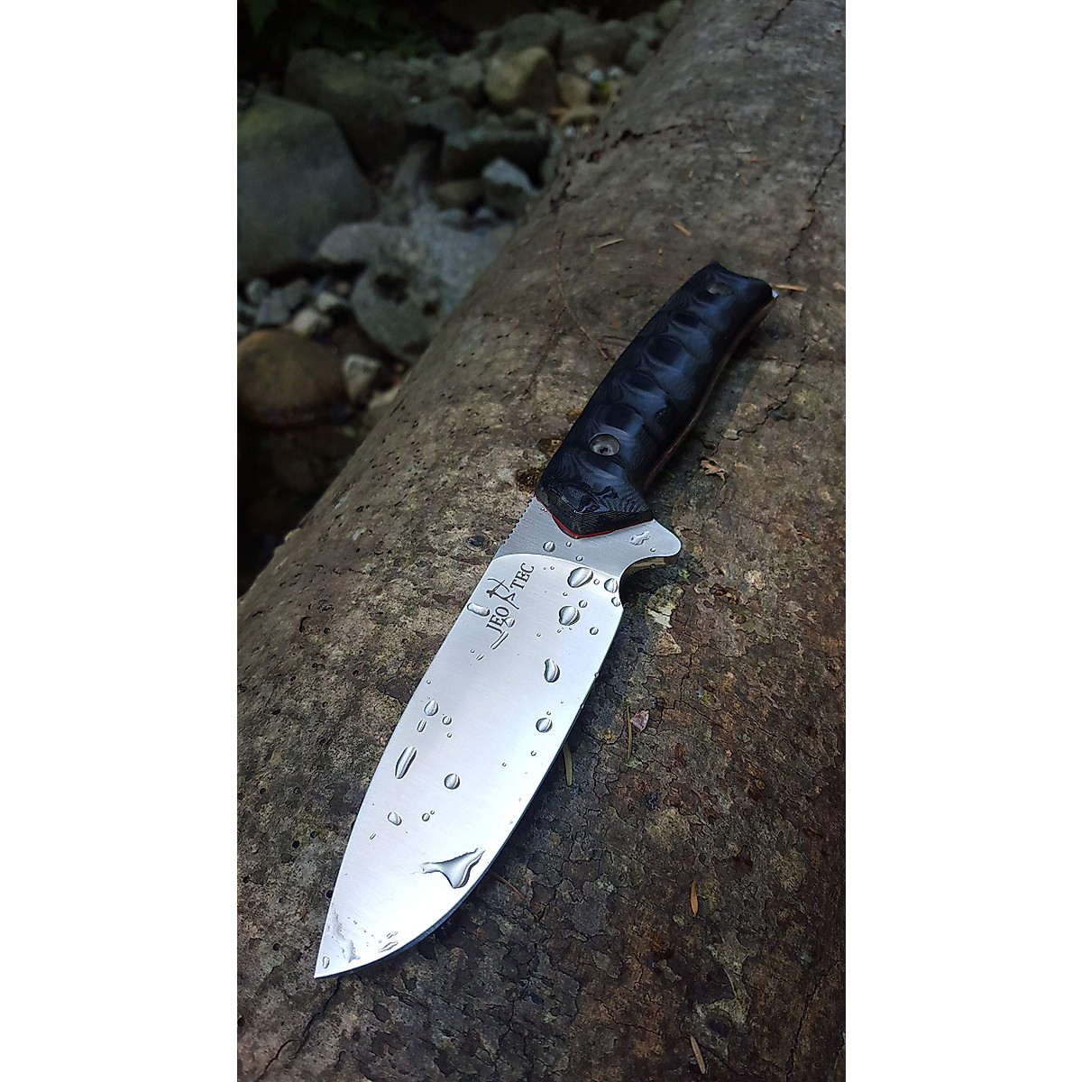 JEO-TEC Nº21 Bushcraft Survival Hunting Tactical Knife - BOHLER N690C Stainless Steel, Multi-positioned Leather Sheath, Sharpener Stone & Firesteel included - Handmade