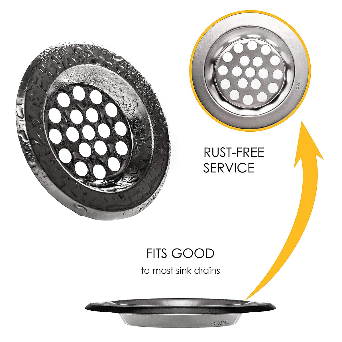 OFXDD Metal Hair Catcher Kitchen, Sink Strainer, Bath Drain Protector 2.5", Drain Protector Hair Catcher, Cover Bathroom Sink Drain Hair Catcher (Pack of 3)