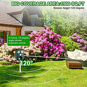 3 Pack Ultrasonic Solar Animal Repeller Outdoor Coyote Deer Repellent Devices for Garden, Deterrent with Motion Sensor, Strobe Light, Cat Deer Skunk Rat Repellent