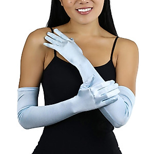 ToBeInStyle Women's Extra Long Opera Length Satin Gloves - Light Blue - One Size
