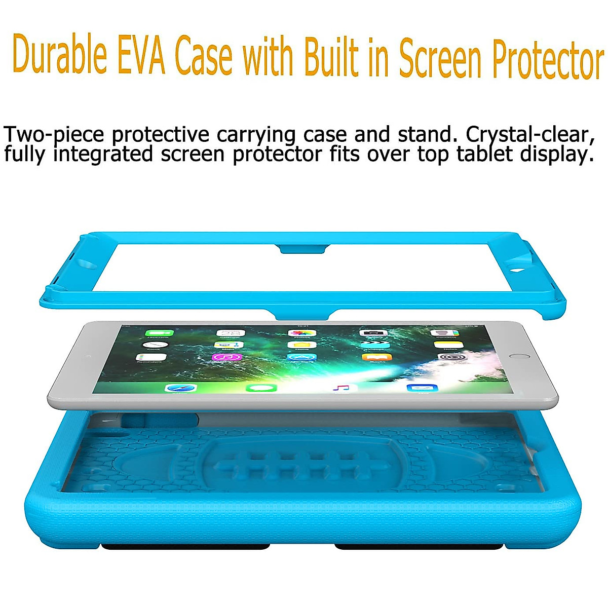 LEDNICEKER Kids Case for iPad 9.7 2018/2017 & iPad Air 2 - [Built-in Screen Protector][Light Weight Handle] Shockproof Stand Case for iPad 9.7 inch 2018(6th Generation) / 2017(5th Gen) - Blue