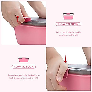 Cherrysea 2Pack Salad Lunch Container, 68oz Salad Bowls with 4 Compartments Tray,Leak Proof Lunch Box with Fork for Men,Women BPA-Free Snack Container with Sauce Container for Dressings-Pink