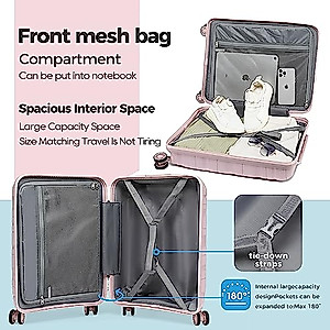 Melalenia Luggage Carry On Suitcase Sets, Expandable PP Hard Shell Suitcase with Spinner Wheels,Travel Luggage with TSA Locks 22x14x9 Airline Approved