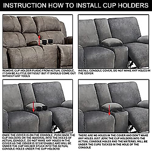 ULTICOR Reclining Love Seat with Middle Console Slipcover, 8-Piece Velvet Stretch Loveseat Reclining Sofa Covers, 2 seat Love seat Recliner Cover, Thick, Soft, Washable, Love seat Slipcovers (Sand)