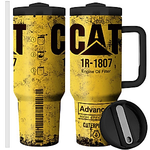 Equoza CAT 40oz Tumbler with Handle Lid and Straw Funny Tumbler For Men Dad Classic Creative Gift Double Wall Vacuun Stainless Steel Travel Mug Insulated Cup (CAT 1R-1807)