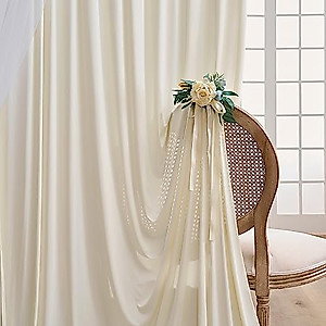 10ft x 10ft Dual Layer Ivory Tulle Backdrop Curtain Panels with Light, 2 Panels 5 x 10 ft Photo Background Drapes for Wedding Baby Shower Party Engagement Bridal Shower Photography