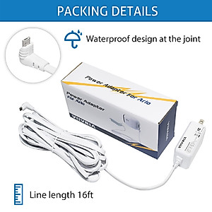 Weatherproof Outdoor Quick Charge 3.0 Power Adapter, Continuously Power Supply Compatible with Arlo Pro, Arlo Pro 2 and Arlo Go, 16.4 ft/5 m Long and Thin Cable