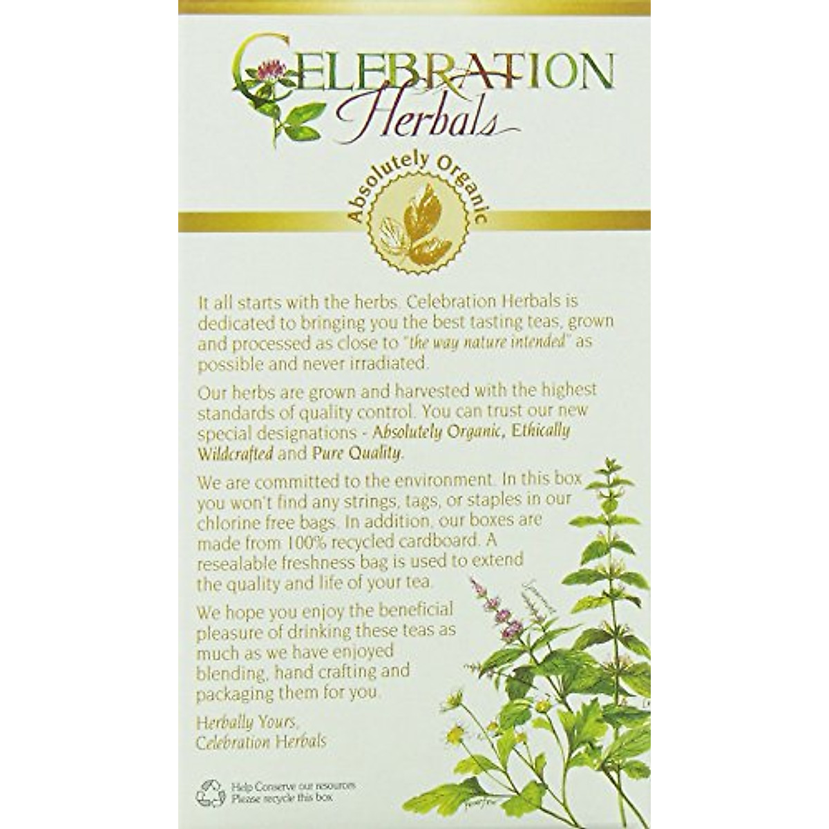 Celebration Herbals Organic Lemon Balm Tea Bags, 24 Count
