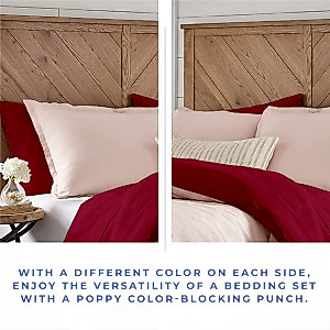 Kotton Culture 600 Thread Count Reversible Duvet Cover with Zipper Closure & Corner Ties 100% Egyptian Cotton 1 Duvet Cover & 2 Pillow Shams Bohemian Bedding (Oversized King, Burgundy-Blush)