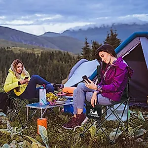 K-MingleSo Upgraded Folding Camping Chair with Side Pocket, Compact Ultralight Backpacking Chair for Fishing, BBQ, Beach, Travel, Picnic, Large Size, Hold Up to 330lbs [Black]