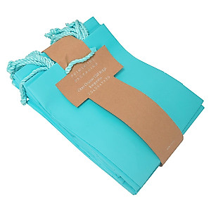 OccasionALL 7.5x9x3.5 12 Piece Medium Turquoise Gift Bags with Handles, Solid Gift Wrap Bags for Birthdays, Party Favors, Christmas, Easter