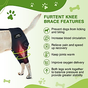 Furtent Dog Knee Brace for Torn ACL Hind Leg - Keeps Joints Warm and Stable, Upgraded Adjustable Leg Support, Dogs Rear Leg Wrap Harness Set for Leg Wound Care and Lick Prevention