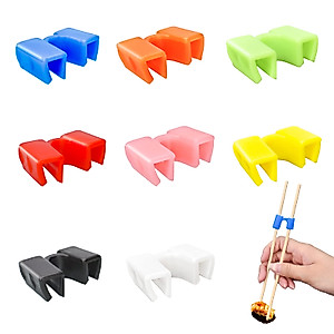 AccEncyc Reusable Chopstick Helpers 8 Pairs Training Chopstick Hinges Connector Multicolor Training Chopstick for Adults, Beginner, Trainers or Learner