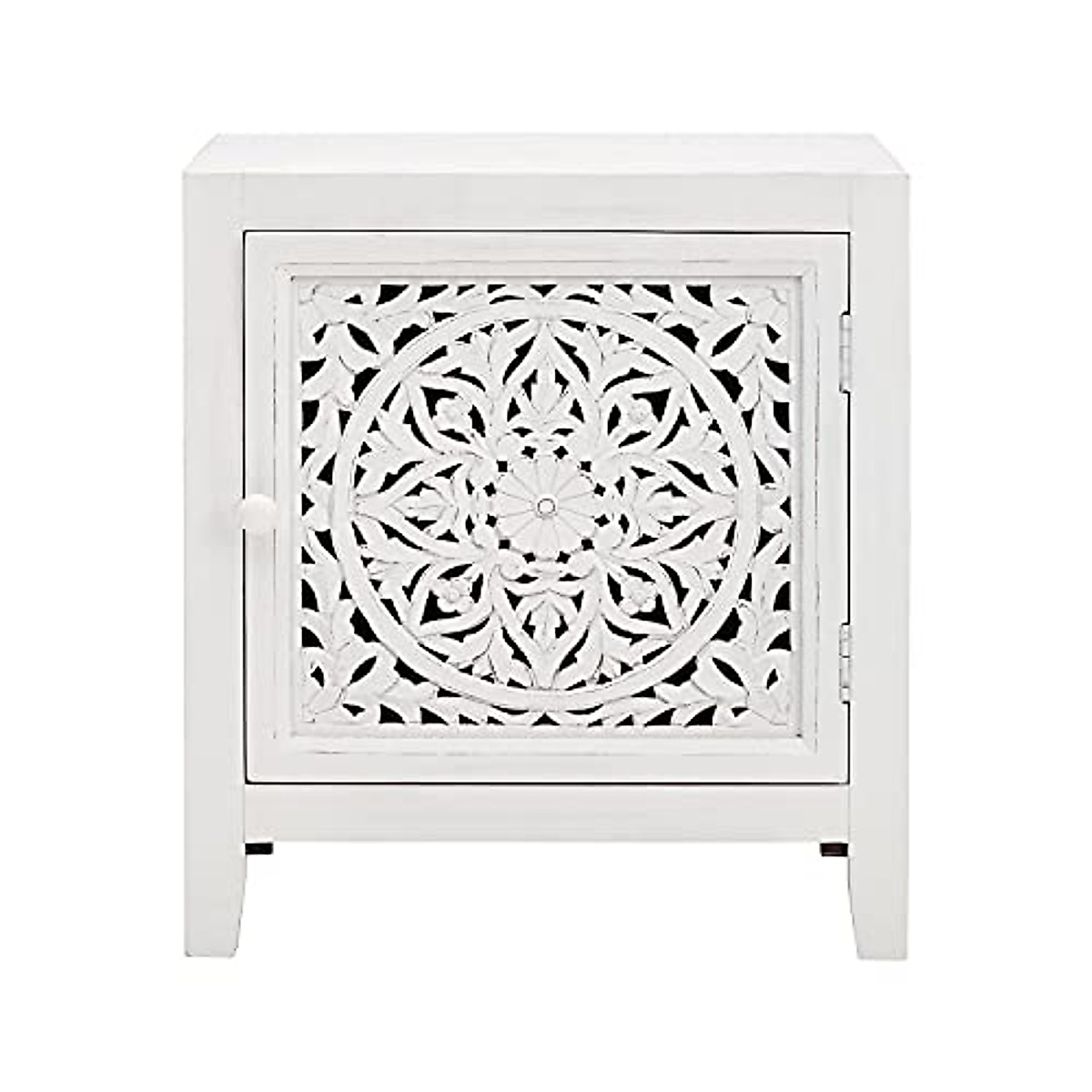 Signature Design by Ashley Fossil Ridge Boho Accent Cabinet or End Table, Vintage White