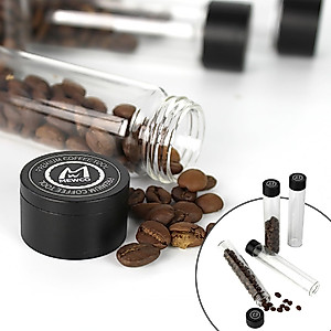M MEWCO Single Dose Coffee Bean Storage Tubes With magnetic attraction function-4 Tubes Espresso Bean Cellars with stand(Single Dose Bean Cellar 4 pack+ Stand)