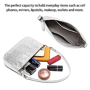 Rhinestone Purse Sparkly Bag Silver Diamond Shoulder Bag for Women Evening Prom Clutch Y2K Bag