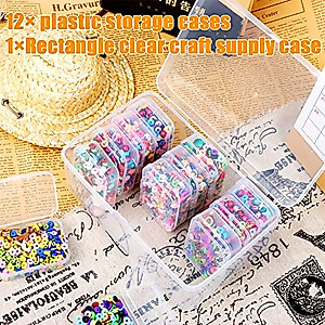 12 Pack Plastic Clear Beads Storage Box Organizer Small Storage Containers Mini Organizer Storage Box with Hinged Lid for Small Items Crafts Jewelry