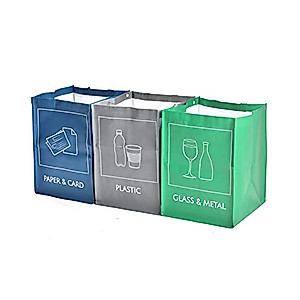 YOUNG DA Reusable Recycle Bin Bags, Separate Recycling Trash Bins Box for Home Kitchen Garden, Recyclable Waste Sorting Organizer Waterproof Compartment Container(3pcs)