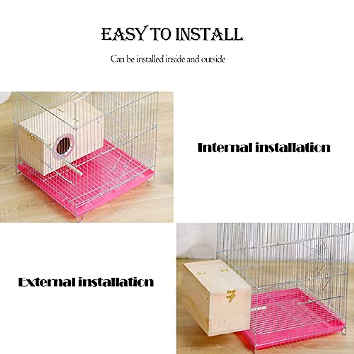 kathson Parrot Nest Breeding Box, Wood Bird Nest for Cage, Parakeet Nesting Box with Perches Pet House Natural Coconut Fiber Bird Toys for Parakeet Cockatoo Budgie Cockatiel Lovebirds (Large)